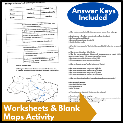 Ukraine-Russia War 2022 Reading Comprehension and Worksheets -Updated ...