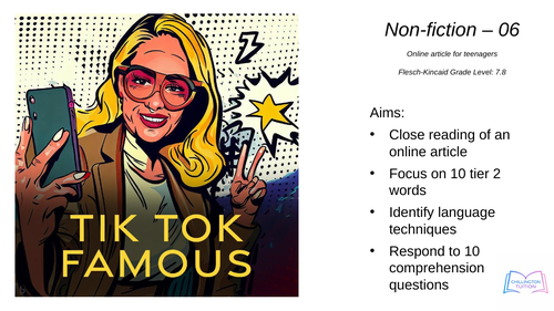 TikTok Famous - Reading Non-fiction - Online Article for Teenagers - 06 ...