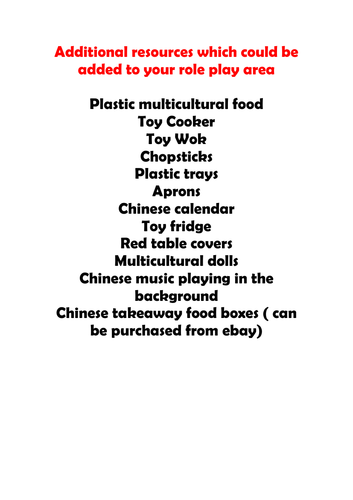 Chinese restaurant multicultural role play set | Teaching Resources