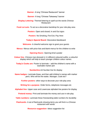 Chinese restaurant multicultural role play set | Teaching Resources