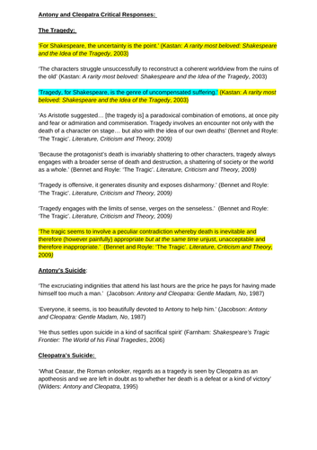 Anthony and Cleopatra | Teaching Resources