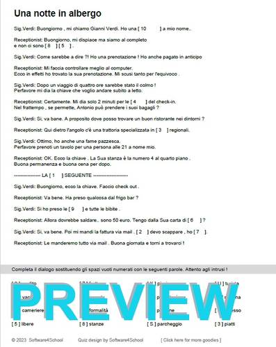 ITALIAN DIALOGUE - AT THE HOTEL | Teaching Resources