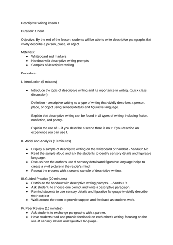 KS3 descriptive writing 4 lessons. | Teaching Resources