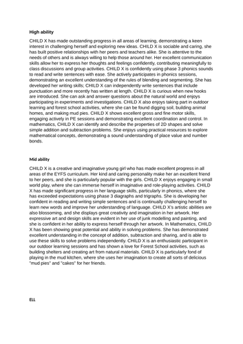 EYFs report examples | Teaching Resources