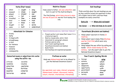 Non-Chronological Report Writing Planning Sheet - UKS2 (Year 5 & 6 ...
