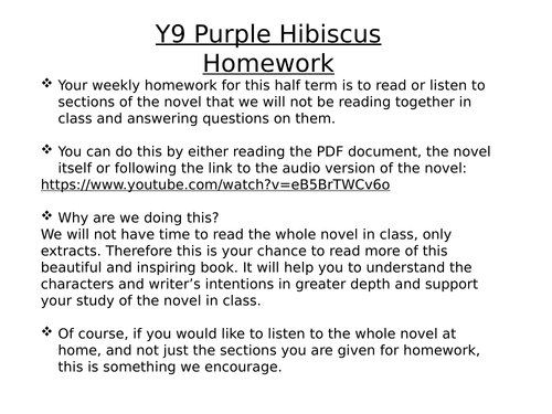 Purple Hibiscus - Booklet and KO | Teaching Resources