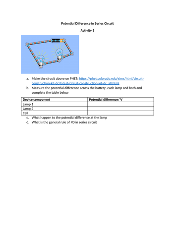 Current and Potential Difference In Series and Parallel Circuit ...