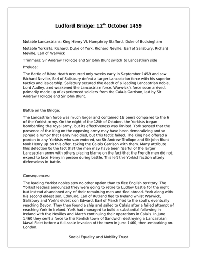 AQA A-Level History: Ludford Bridge Summary Sheet Unit 2B War of the ...