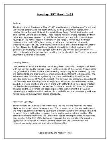 AQA A-Level History: Loveday Summary Sheet Unit 2B War of the Roses ...