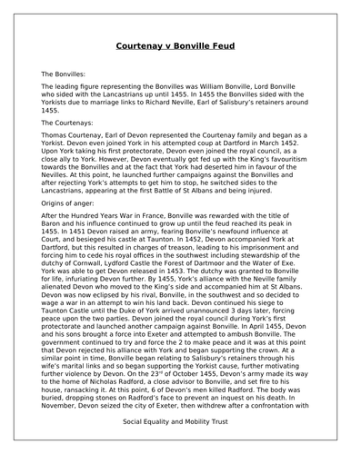 AQA A-Level History: Courtenay v Bonville Feud Summary Sheet Unit 2B ...