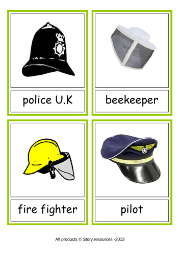 HATS TO MATCH AND PAIR PEOPLE WHO HELP US | Teaching Resources