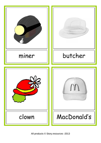 HATS TO MATCH AND PAIR PEOPLE WHO HELP US | Teaching Resources