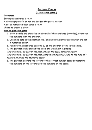 POSTMAN KNOCKS GAME PEOPLE WHO HELP US | Teaching Resources