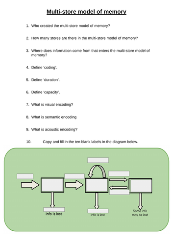Memory unit worksheet bundle | Teaching Resources
