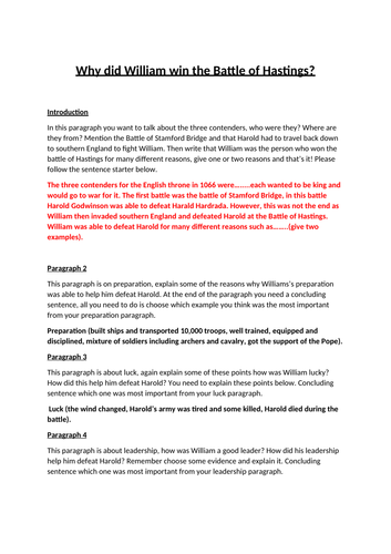 10. Norman Conquest Assessment Preparation | Teaching Resources