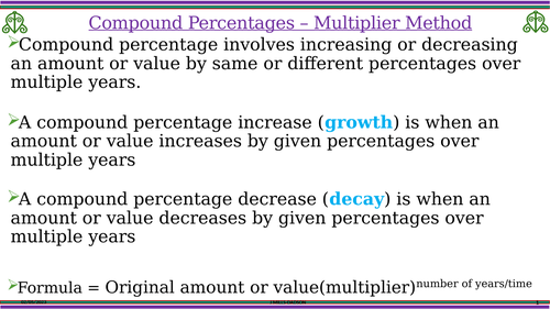 Compound Percentage - Calculator | Teaching Resources