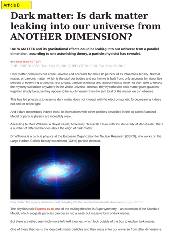 Dark Matter KS3 and KS4 Science Investigating scientific phenomena ...