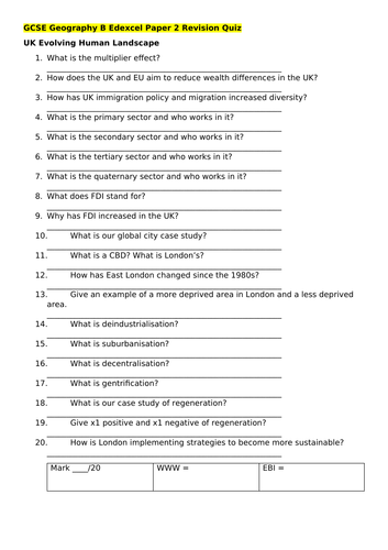 Edexcel B GCSE Geography Paper 2 - Complete Revision Pack | Teaching ...