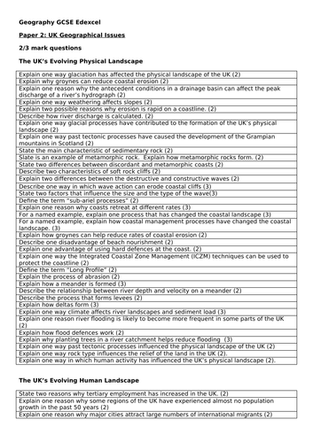 Edexcel B GCSE Geography Paper 2 - Complete Revision Pack | Teaching ...