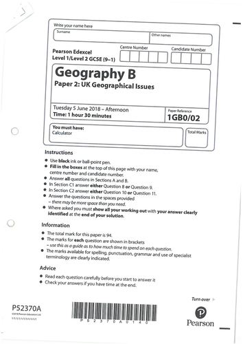Edexcel B GCSE Geography Paper 1 & 2 - Complete Revision Pack ...