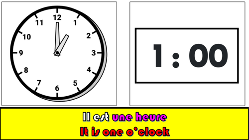French: Telling the time: Part 5: The full hour | Teaching Resources