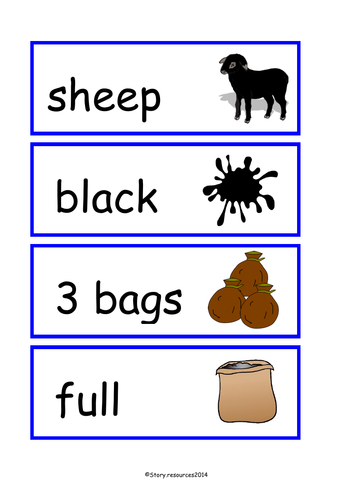 BAA BAA BLACK SHEEP NURSERY RHYMES EYFS LETTERS AND SOUNDS PHASE 1 ...