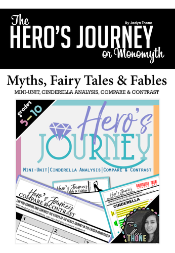 Hero's Journey Myths, Fairy Tales & Fables Compare & Contrast Mini Unit ...
