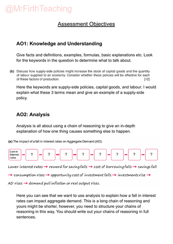 9708 Assessment Objective Guide Y12 Teaching Resources