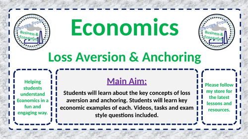 Loss Aversion and Anchoring - Behavioural Economics | Teaching Resources