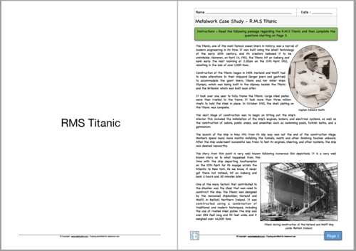 Engineering Case Study - R.M.S Titanic | Teaching Resources
