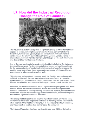 Industrial Revolution Families | Teaching Resources