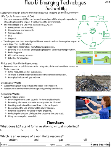 AQA GCSE DT Unit 1: New & Emerging Technologies | Teaching Resources