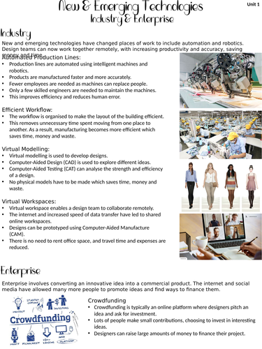 AQA GCSE DT Unit 1: New & Emerging Technologies | Teaching Resources