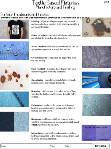 Aqa Gcse Design And Technology Unit 5e Textiles Teaching Resources
