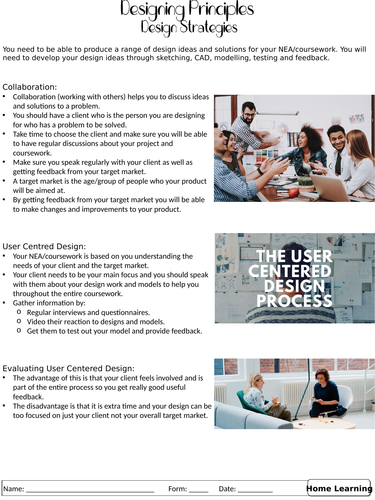 Aqa Gcse Design And Technology Unit 6 Designing Principles Teaching Resources