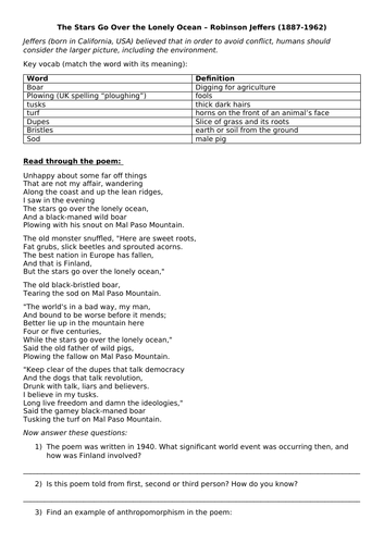 AS level Poetry analysis for Cambridge Songs of Ourselves Vol 2 ...