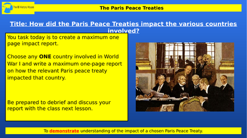 IB HL History - Impact of Paris Peace Treaties | Teaching Resources