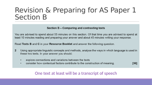 OCR A Level English Language Revision - Paper 1 Section C - Comparing ...
