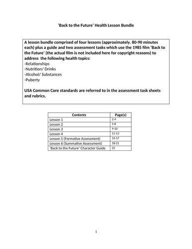 'Back to the Future' Health lesson bundle | Teaching Resources