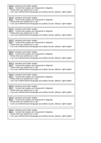 Numeracy Maths Year 4 Planning Angles Protractors Perimeter Area ...