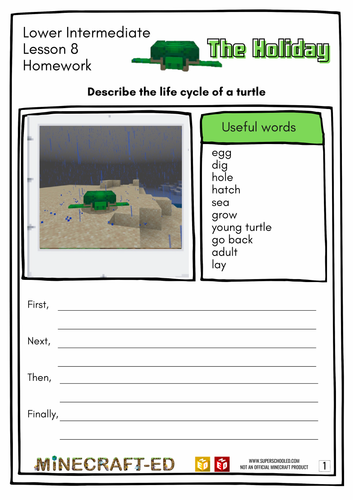The turtle life cycle bundle PPT lesson 7-9 years with Homework ...