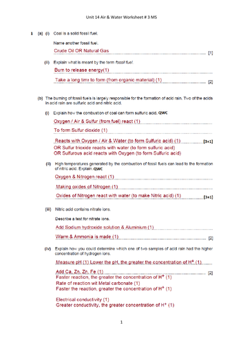 IGCSE Chemistry - Unit 14 Water & Pollution | Teaching Resources