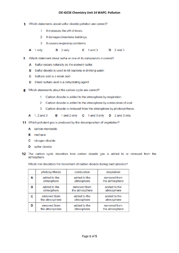 IGCSE Chemistry - Unit 14 Water & Pollution | Teaching Resources