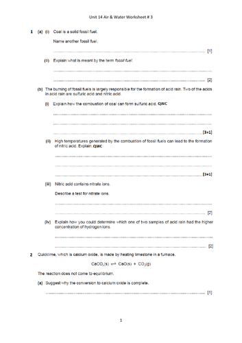 IGCSE Chemistry - Unit 14 Water & Pollution | Teaching Resources