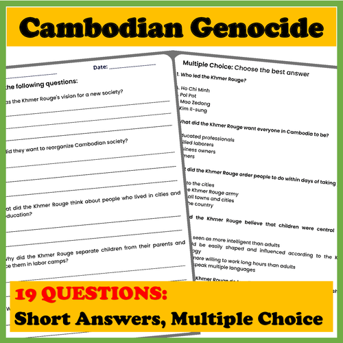 Cambodian Genocide Reading Comprehension Worksheet | Teaching Resources