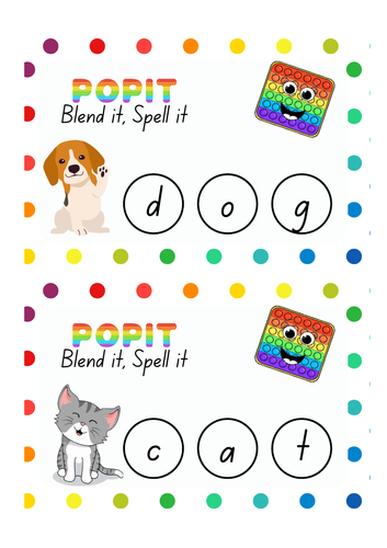 Pop it, Blend it, Spell it cards (CVC words) | Teaching Resources