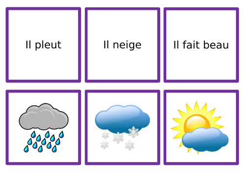 French: Weather Pairs/Snap/Matching Game | Teaching Resources