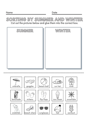 Summer or winter worksheet | Teaching Resources