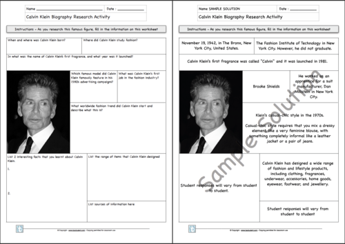 People in Fashion Design - Calvin Klein | Teaching Resources
