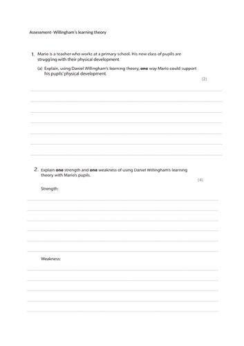 GCSE Edexcel Psychology. Topic: Development (Willingham's learning ...